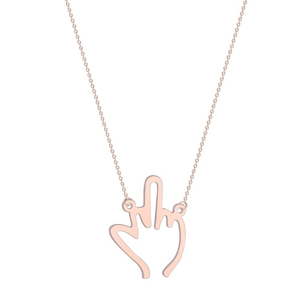 Jewelry | New Rose Gold Middle Finger Fu Necklace | Poshmark